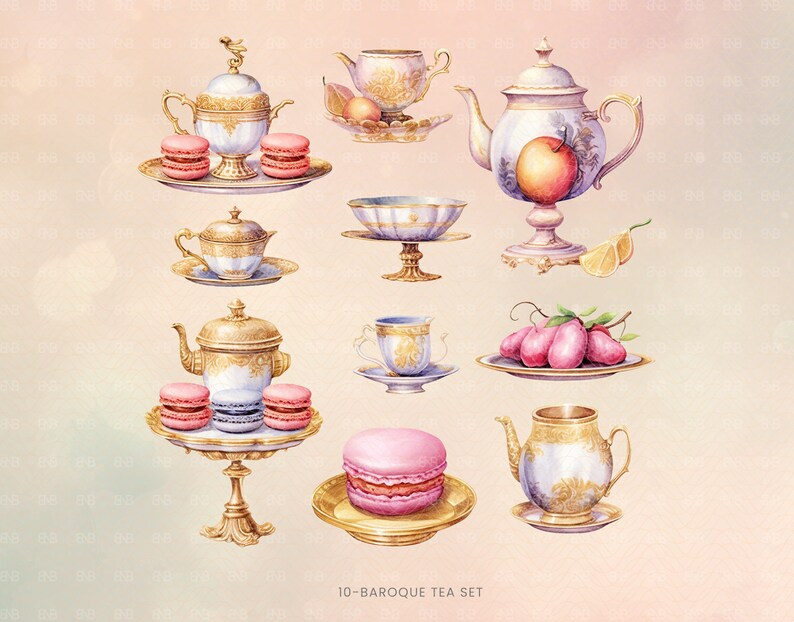 Watercolor Tea Party Clipart, High Tea Table Clipart Garden Tea Clip ...