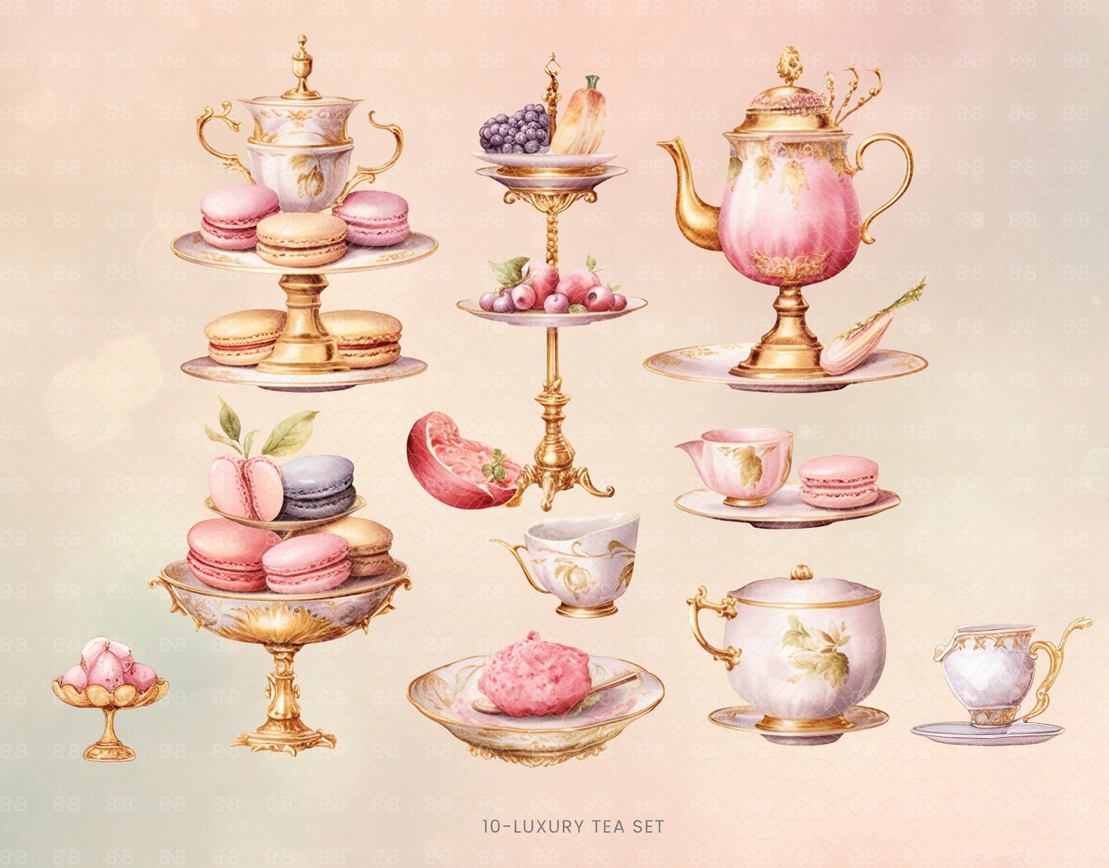 Watercolor Tea Party Clipart, High Tea Table Clipart Garden Tea Clip ...