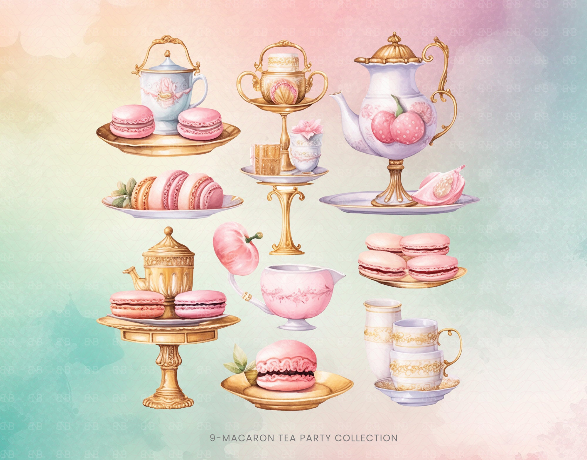 Watercolor Tea Party Clipart High Tea Afternoon Tea Kettle Clipart Cute ...