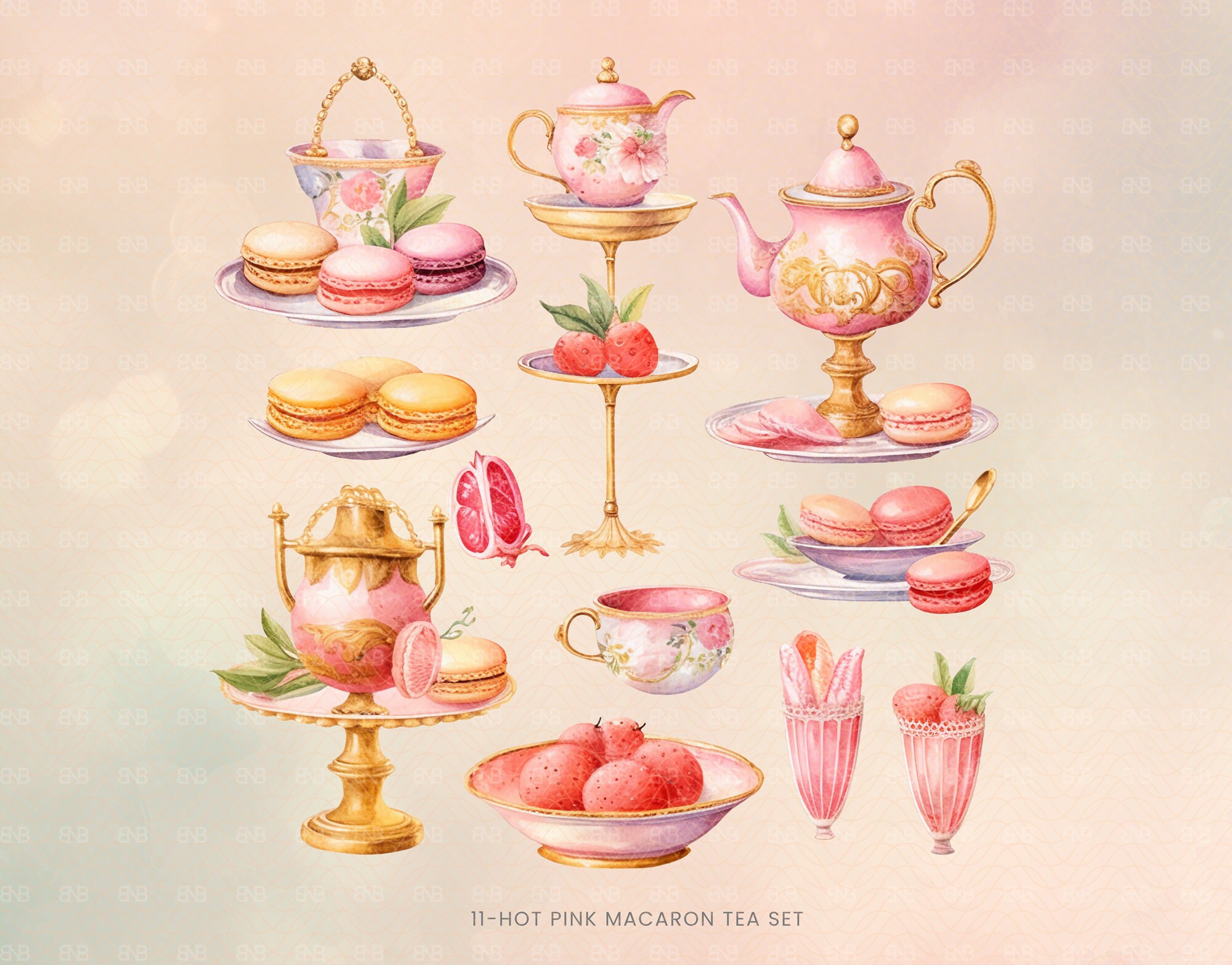 Watercolor Tea Party Clipart, High Tea Table Clipart Garden Tea Clip ...