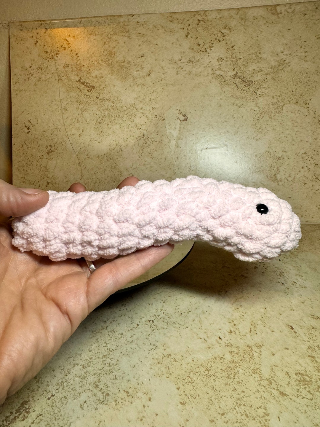 Crochet Worry Worm Pink Handmade Cute Toy Plush Animal Amigurumi Doll ...