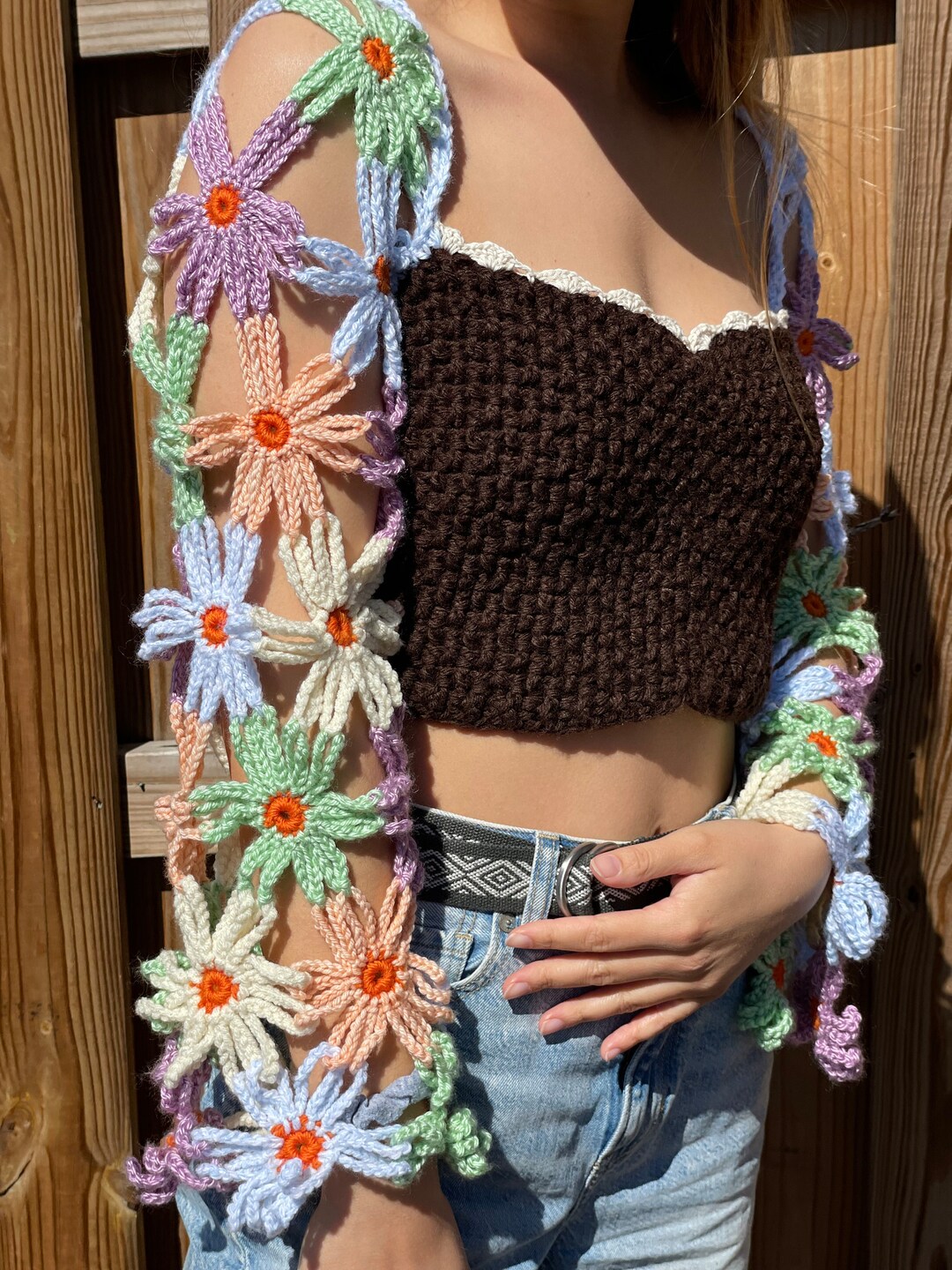 Daisy Sleeves Top Crochet Pattern - Etsy