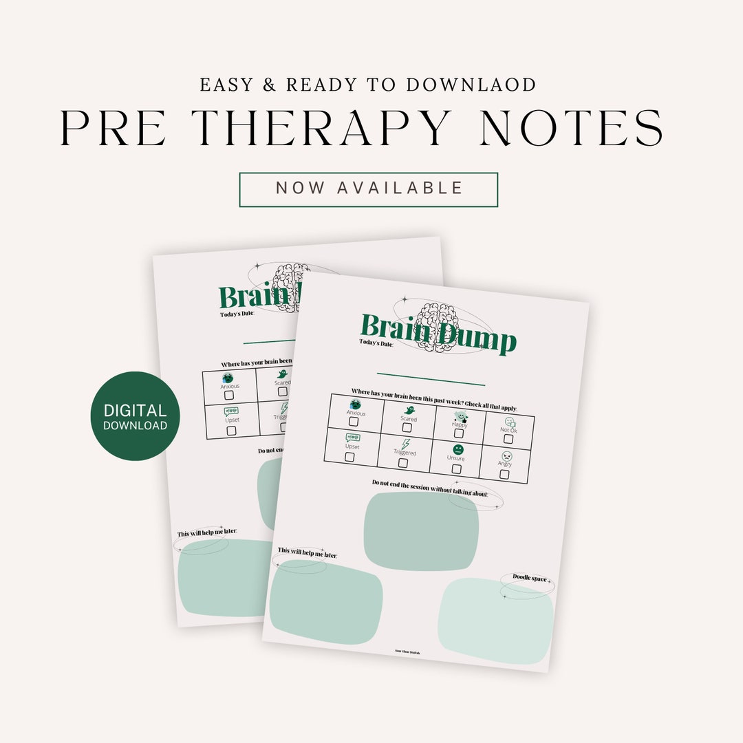 Therapy Notes, Therapy Session Log, Pre and Post Therapy Session Notes ...