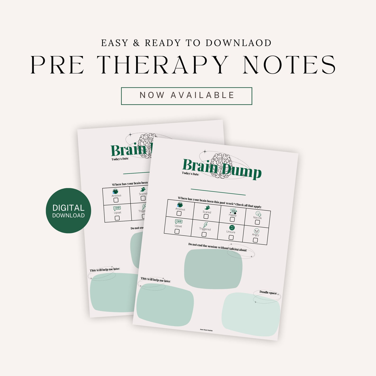Therapy Notes, Therapy Session Log, Pre and Post Therapy Session Notes ...