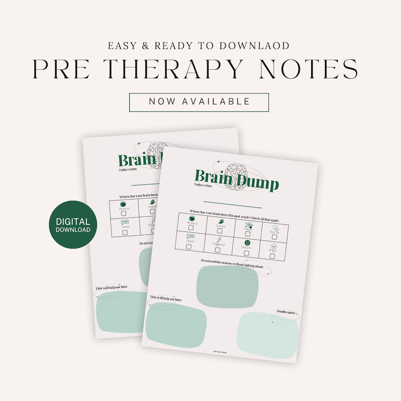 Therapy Notes, Therapy Session Log, Pre and Post Therapy Session Notes ...
