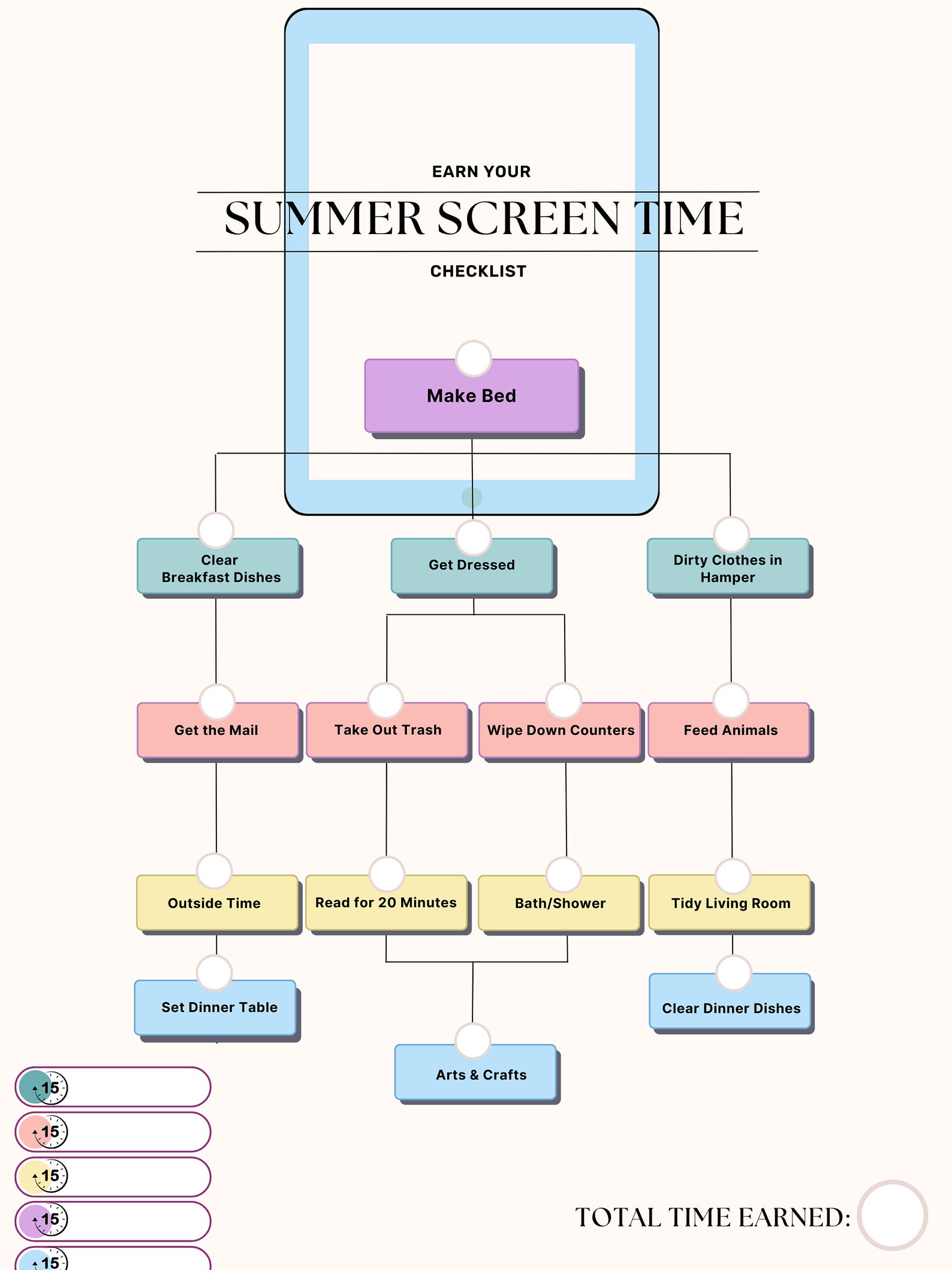 Summer Printable Summertime Checklists Summer Screen Time Checklist ...