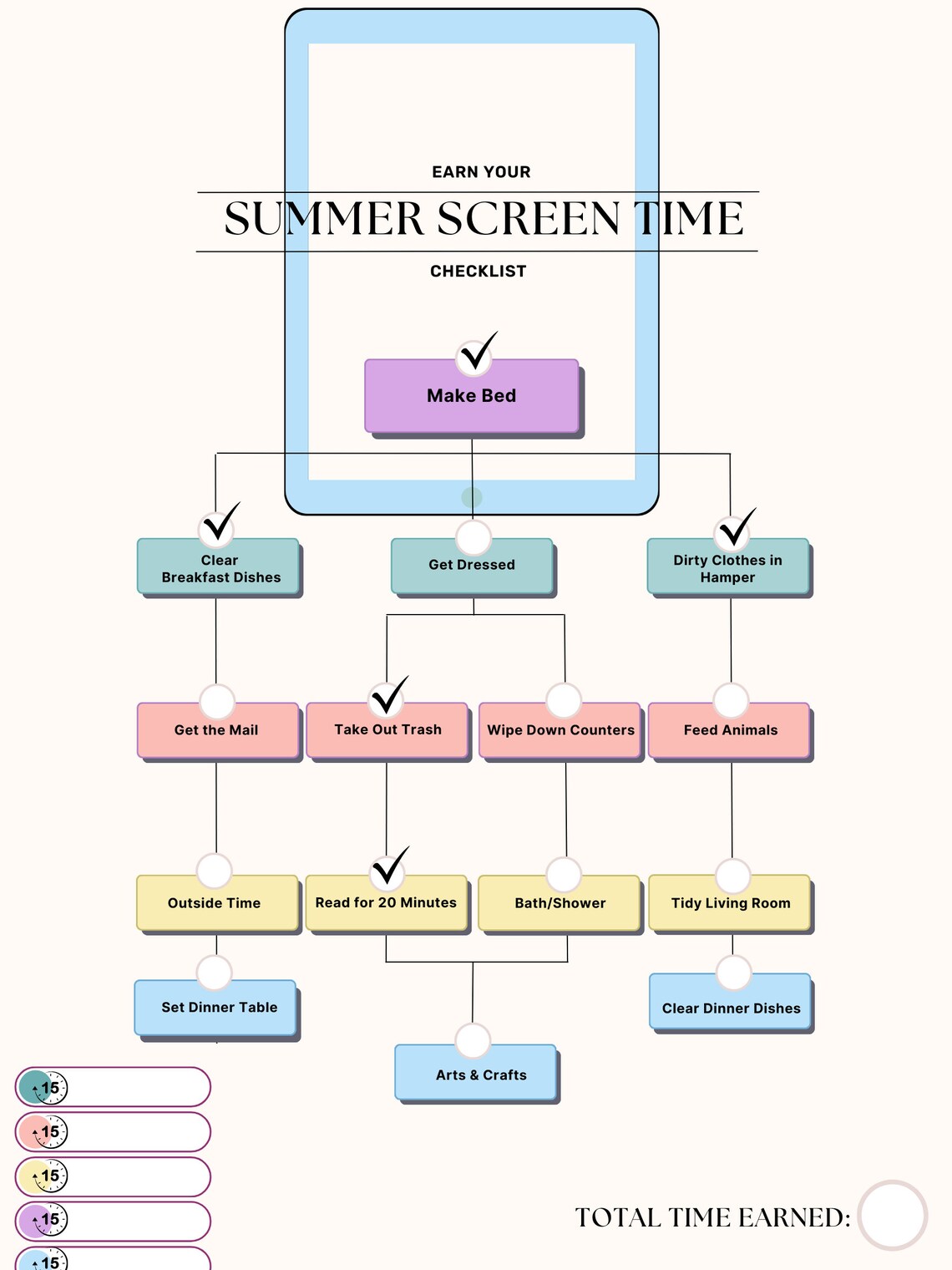 Summer Printable Summertime Checklists Summer Screen Time Checklist ...