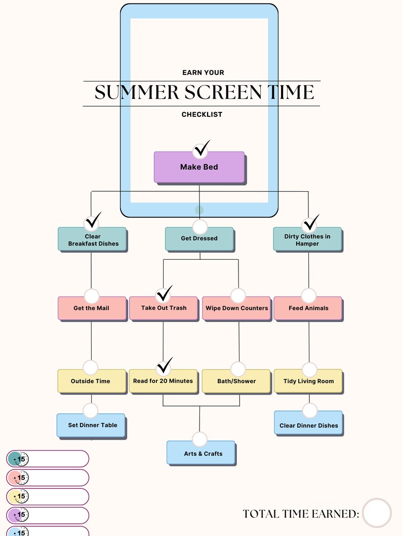 Summer Printable Summertime Checklists Summer Screen Time Checklist ...