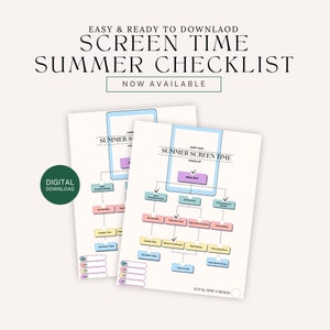 Summer Printable Summertime Checklists Summer Screen Time Checklist ...