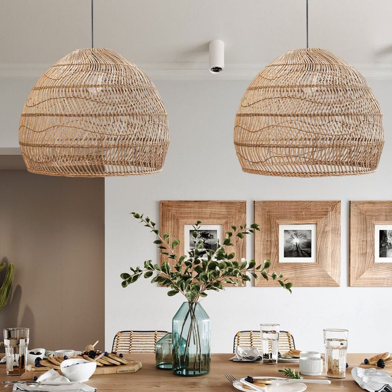 Large Rattan Chandelier - Etsy