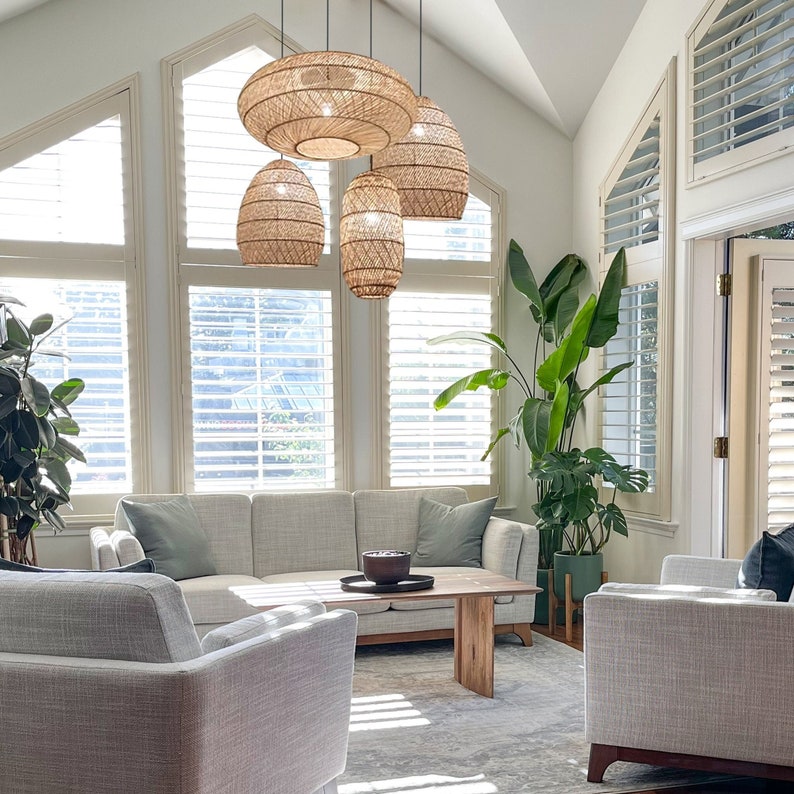 HK High Quality Rattan Pendant Light for Living Room, Bedroom, Office ...