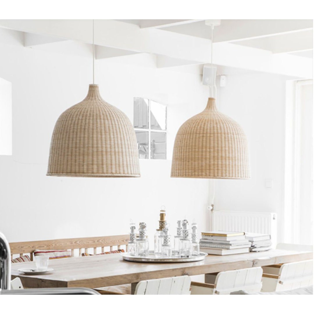 Rattan Boho Pendant Light. Handmade Pendant Light for Home Decor ...