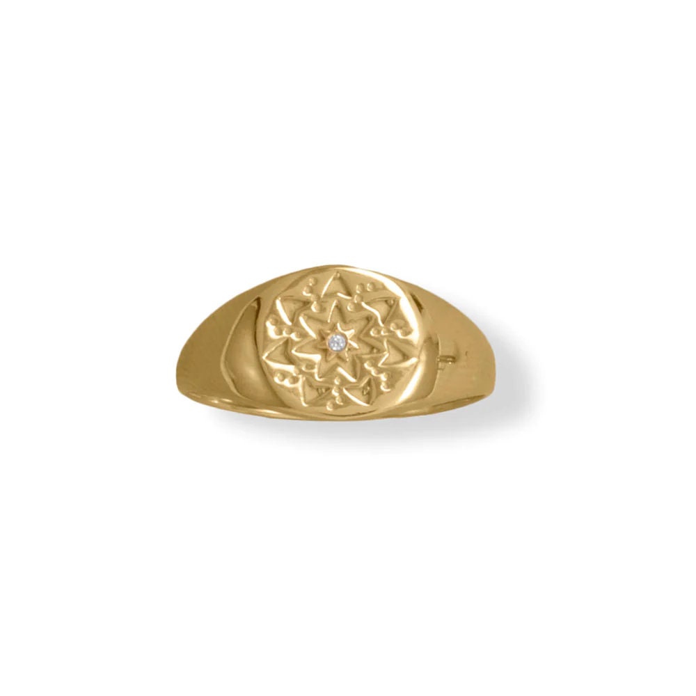 14k Gold Star Signet Ring Gold Signet Ring Signet Ring - Etsy