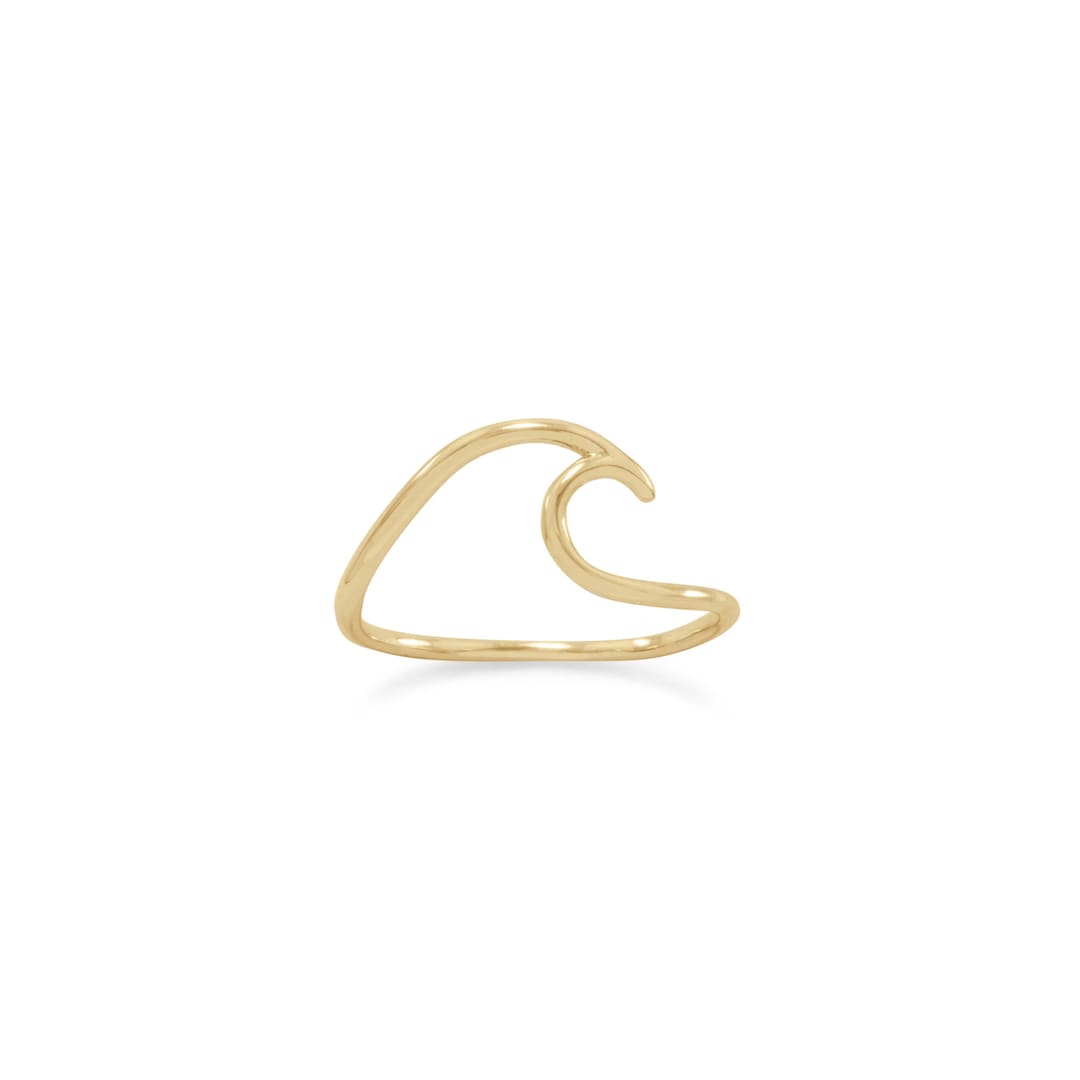 14k Gold Wave Ring • Ocean Wave Ring • Stacking Ring • Dainty Ring ...