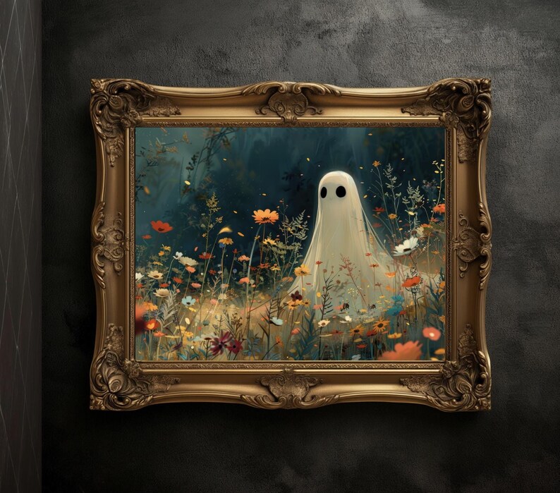 Ghost and Wildflowers, Vintage Poster, Art Poster Print, Dark Academia ...