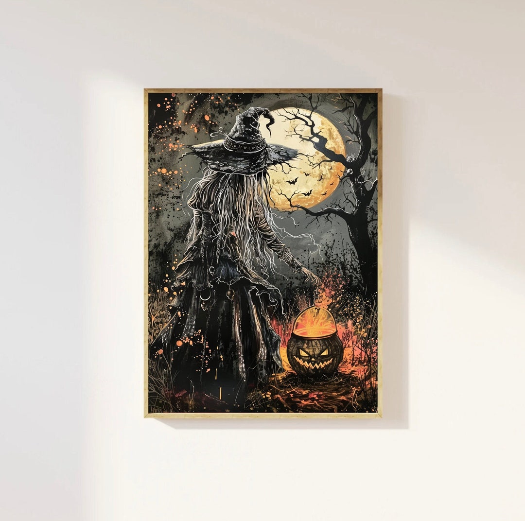 Witching Hour Art Print: Gothic Halloween, Dark Academia Poster - Etsy