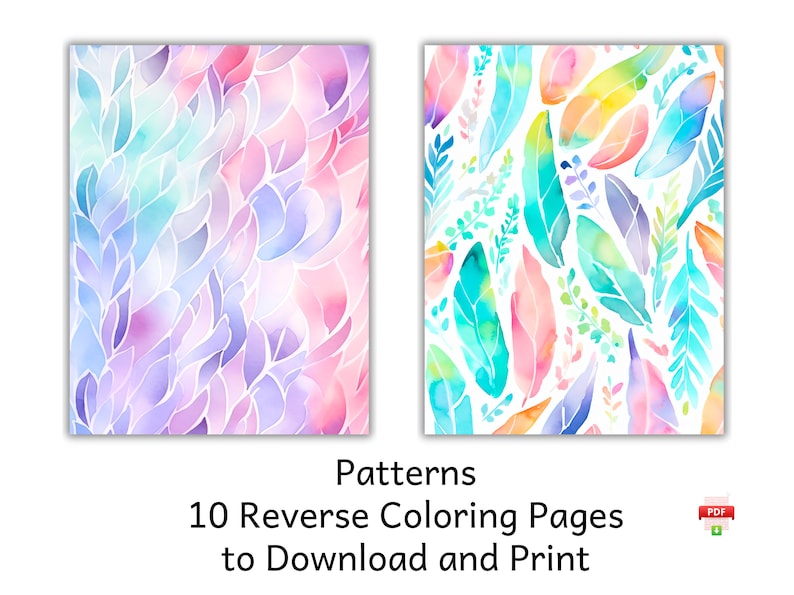 10 Captivating Patterns Reverse Coloring Pages Bundle for Mindful ...