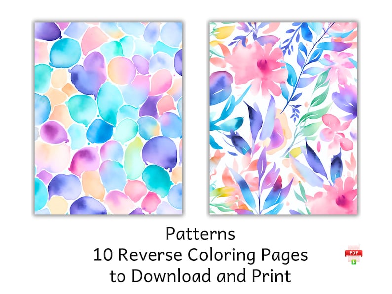 10 Captivating Patterns Reverse Coloring Pages Bundle for Mindful ...