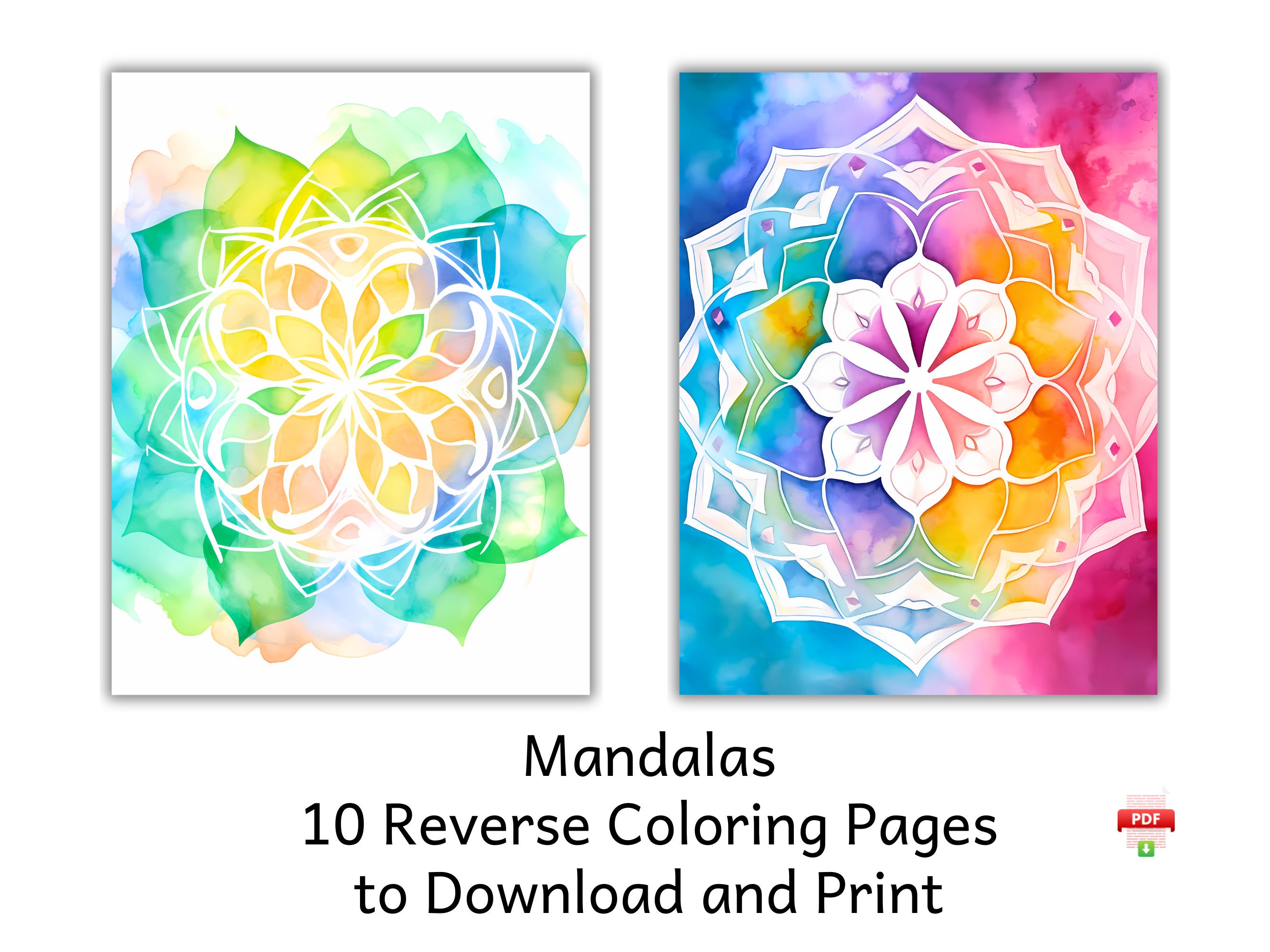 Majestic Mindful Mandalas: 10 Unique Reverse Coloring Pages - Etsy