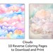 Skyward Serenity: 10 Cloud Designs Reverse Coloring Pages Bundle for ...