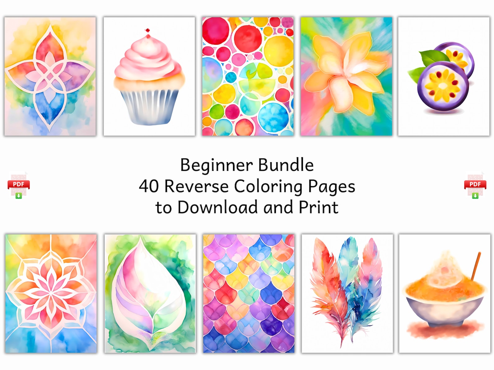 40 Beginner Friendly Reverse Coloring Pages. Ideal for Relaxation and ...