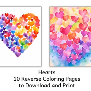 Passionate Palette: Heart Themed 10 Reverse Coloring Pages Bundle. You ...