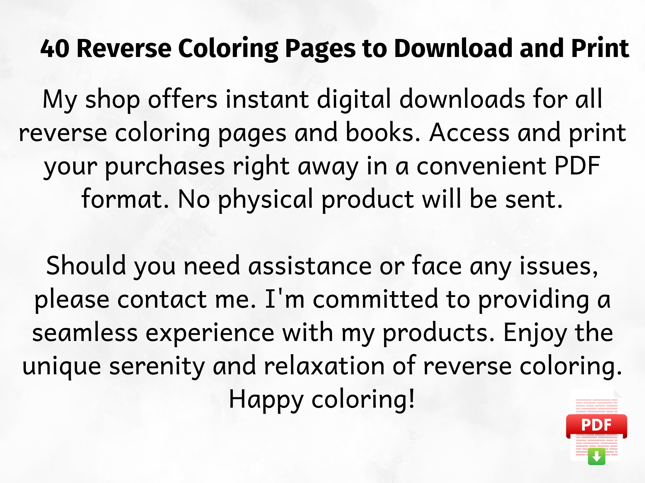 40 Beginner Friendly Reverse Coloring Pages. Ideal for Relaxation and ...