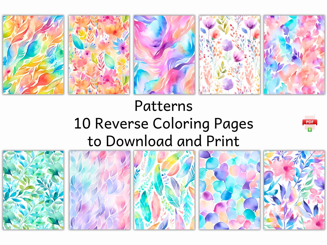 10 Captivating Patterns Reverse Coloring Pages Bundle for - Etsy
