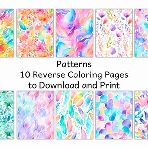 10 Captivating Patterns Reverse Coloring Pages Bundle for Mindful ...