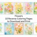 10 Enchanting Floral Reverse Coloring Pages Bundle. You Draw the Lines ...