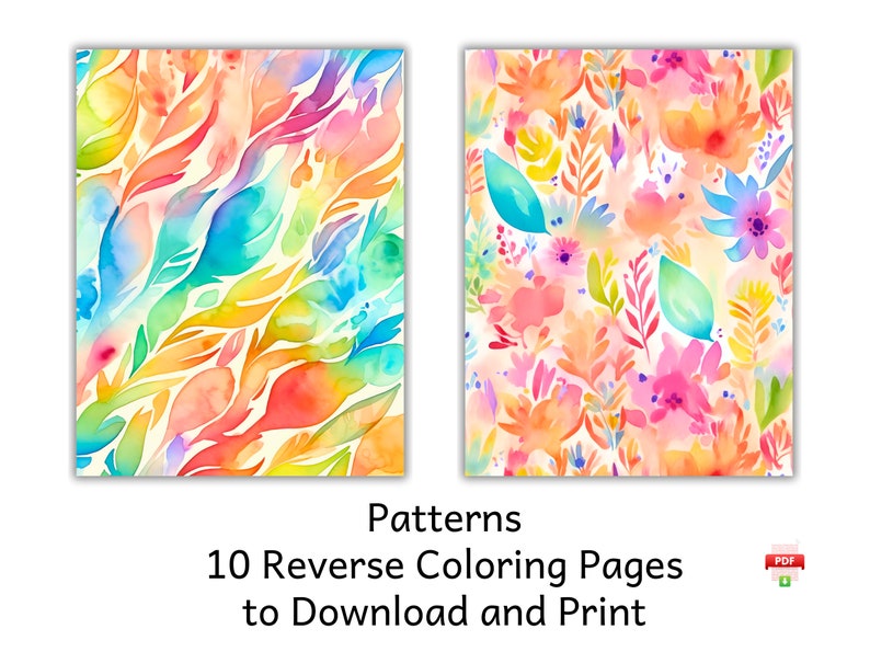 10 Captivating Patterns Reverse Coloring Pages Bundle for Mindful ...