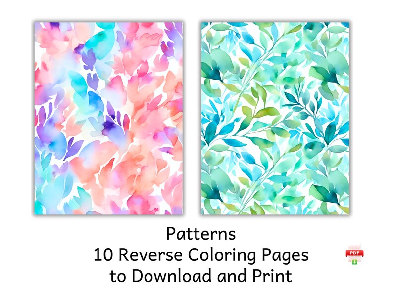 10 Captivating Patterns Reverse Coloring Pages Bundle for Mindful ...