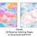 Skyward Serenity: 10 Cloud Designs Reverse Coloring Pages Bundle for ...