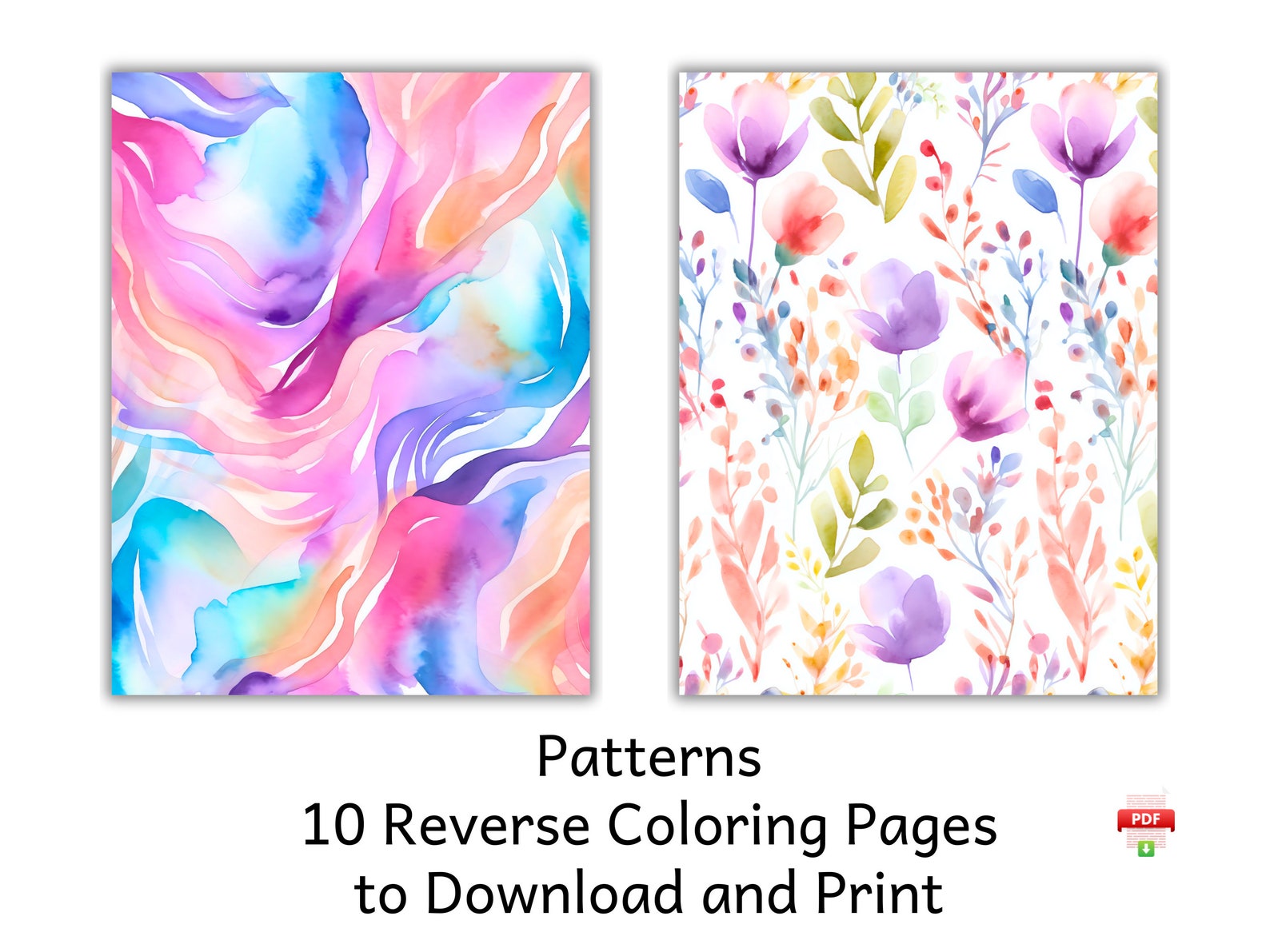 10 Captivating Patterns Reverse Coloring Pages Bundle for Mindful ...