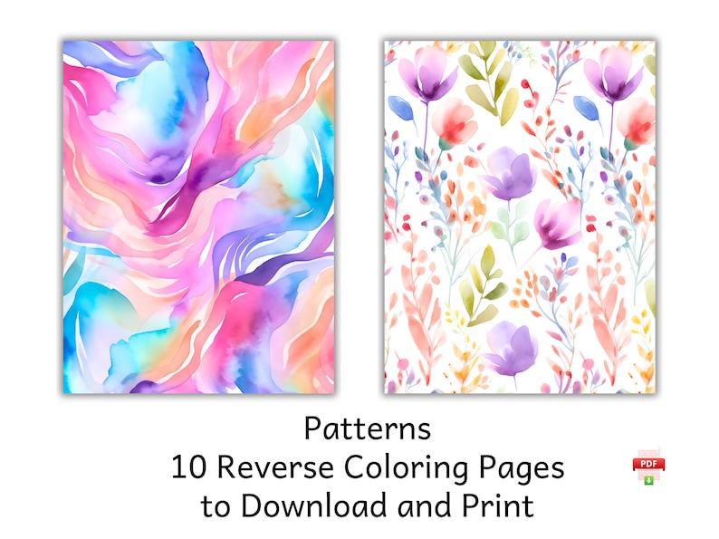10 Captivating Patterns Reverse Coloring Pages Bundle for Mindful ...