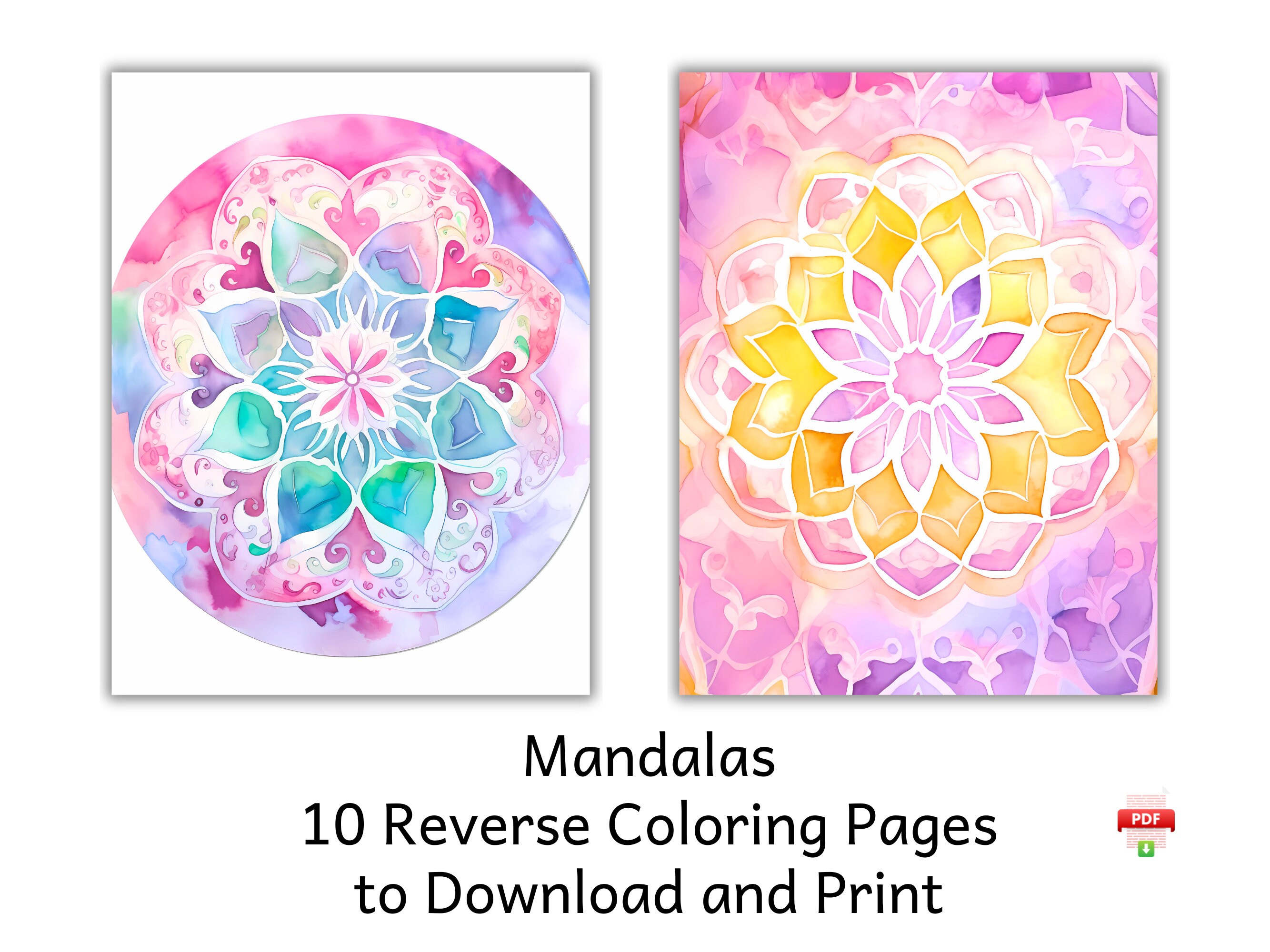 Majestic Mindful Mandalas: 10 Unique Reverse Coloring Pages - Etsy