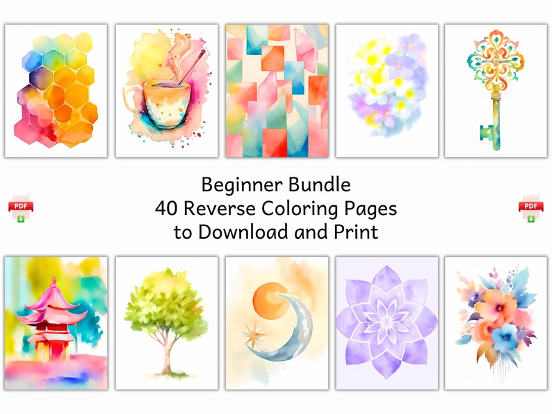 40 Beginner Friendly Reverse Coloring Pages. Ideal for - Etsy