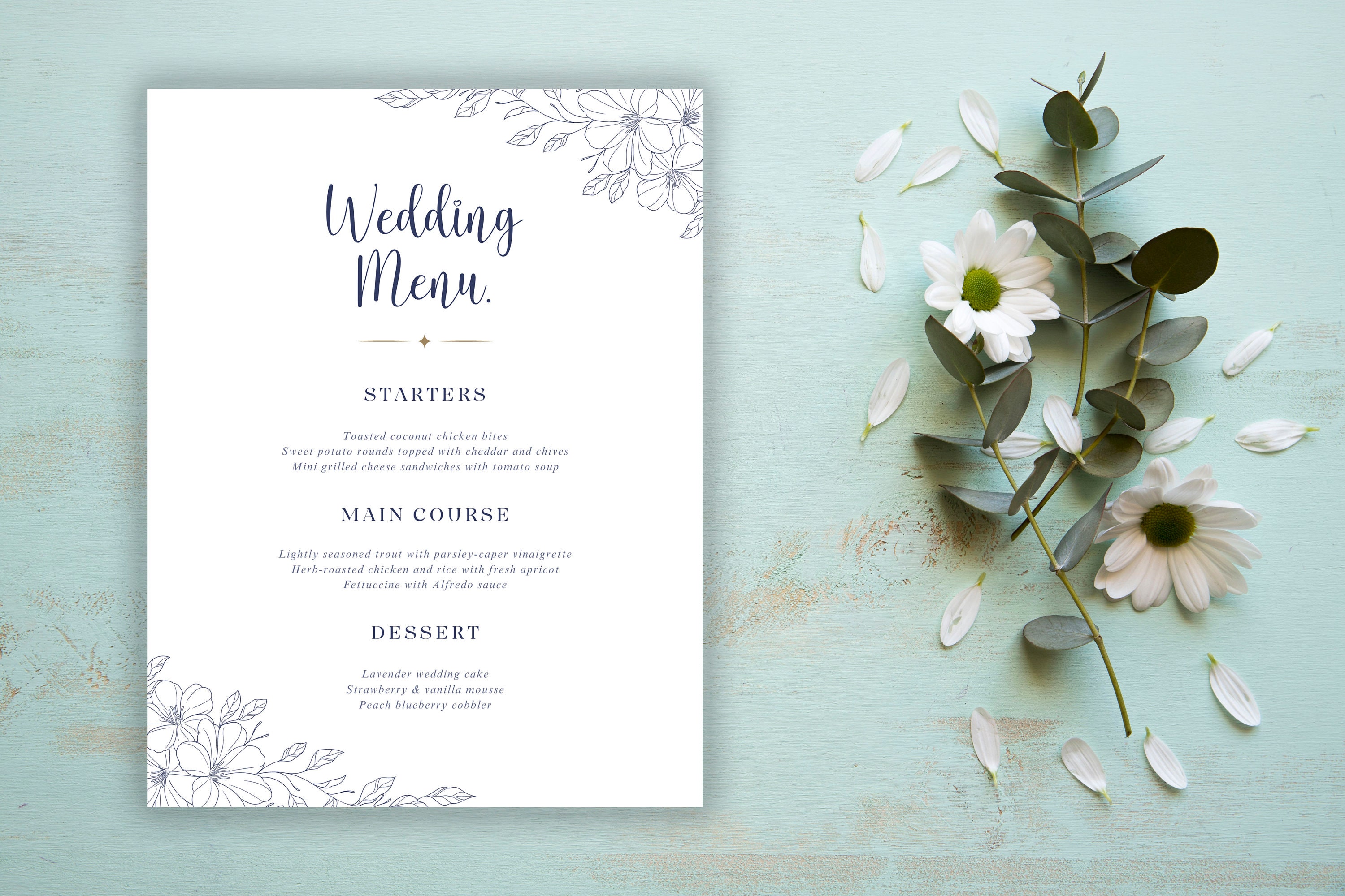 Combo 4 Wedding Menu Templates, Printable Menu Card, 8.5x11 Wedding ...