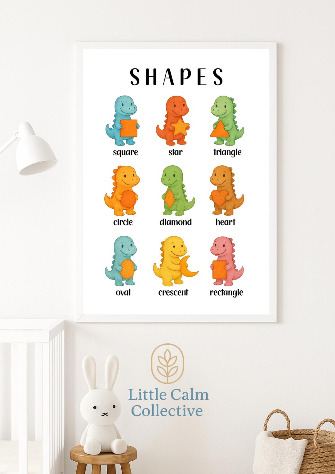 Dinosaur Shapes Poster | Printable Kids Wall Art | A3 + A4 PDF | Educational Dino Shapes Chart ...
