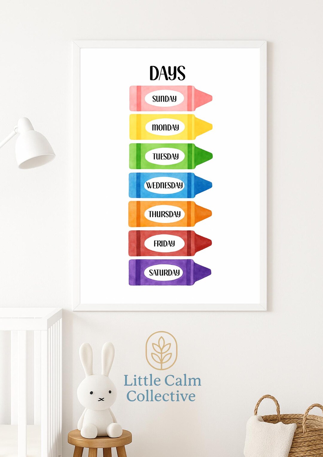Days of the Week Crayon Poster | Educational Wall Art for Kids ...