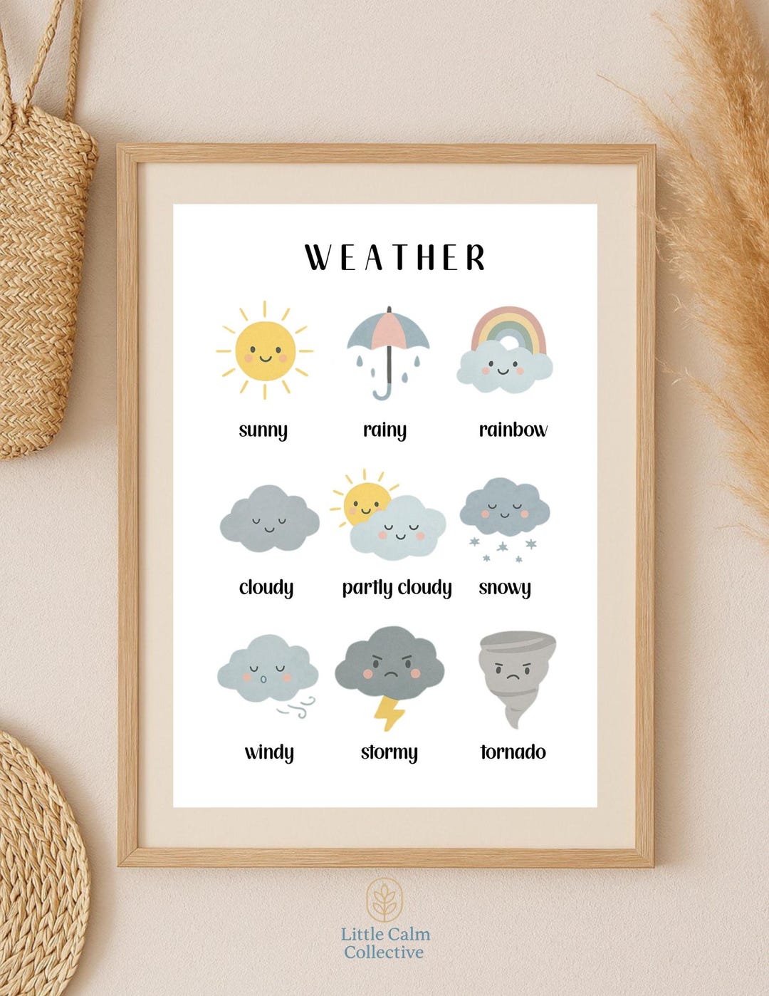 Weather Poster – Educational Printable for Kids | Calm Weather Chart ...