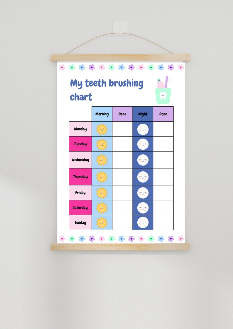 Flower Printable Teeth Brushing Chart - Etsy