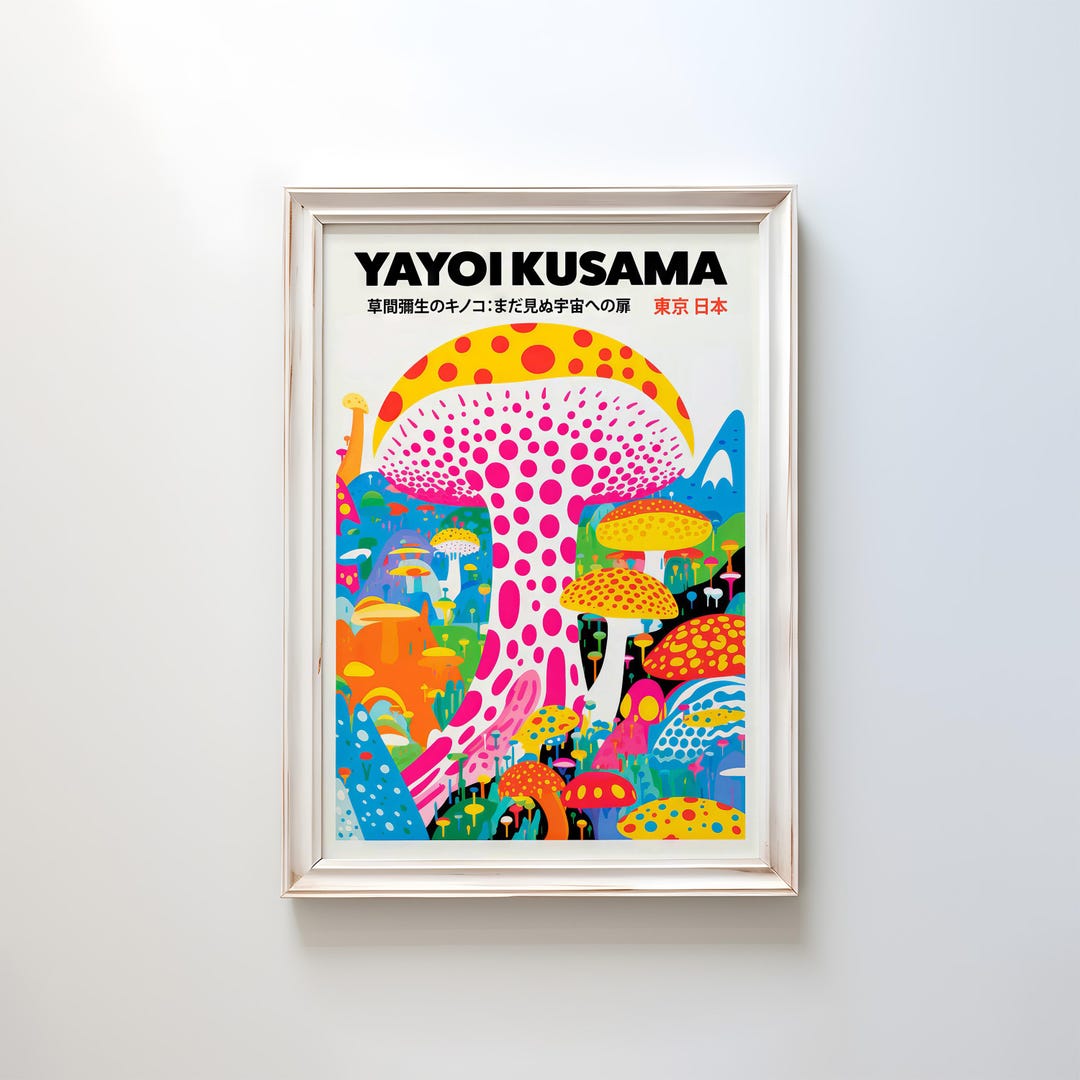 Yayoi Kusama Mushroom Poster Art Print | Contemporary Art Print (A0018 ...