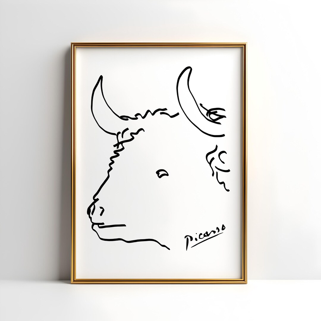 Pablo Picasso Line Art - Bull Poster Print | Modern Minimalist Drawing ...
