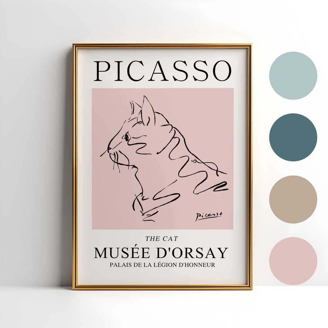 Pablo Picasso Line Art Print, Cat Le Chat Art, Picasso Animal Drawing ...
