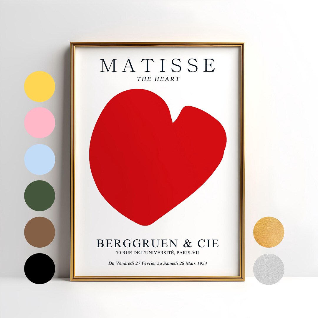 Henri Matisse Heart Print, Matisse Heart Poster, Minimalist Wall Art ...
