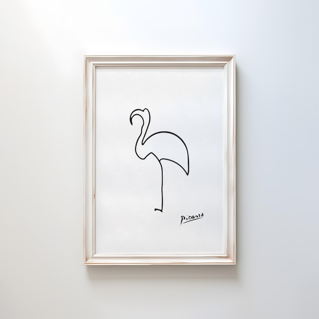 Pablo Picasso Line Art Flamingo Art Print Modern Minimalist Drawing ...