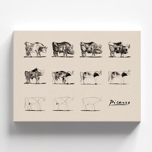 Pablo Picasso Evolution of Bull Print, Animal Art Sketch, Picasso Bull ...