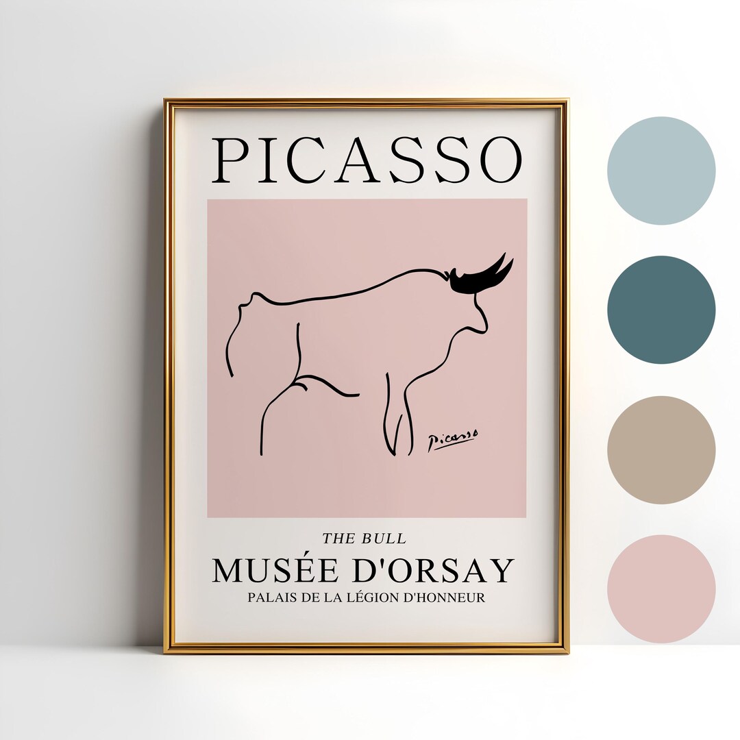 Pablo Picasso Line Art Print, Bull Art, Picasso Animal Drawing, Famous ...