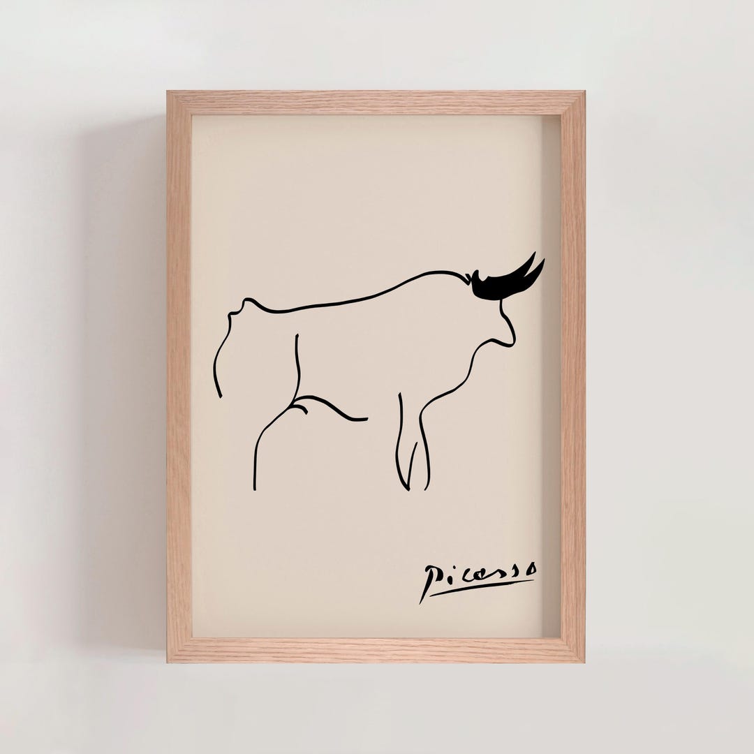 Pablo Picasso Line Art - Bull Poster Print | Modern Minimalist Drawing ...